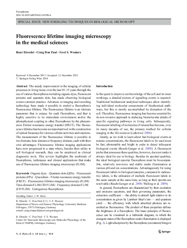 (PDF) Fluorescence lifetime imaging microscopy in the medical sciences