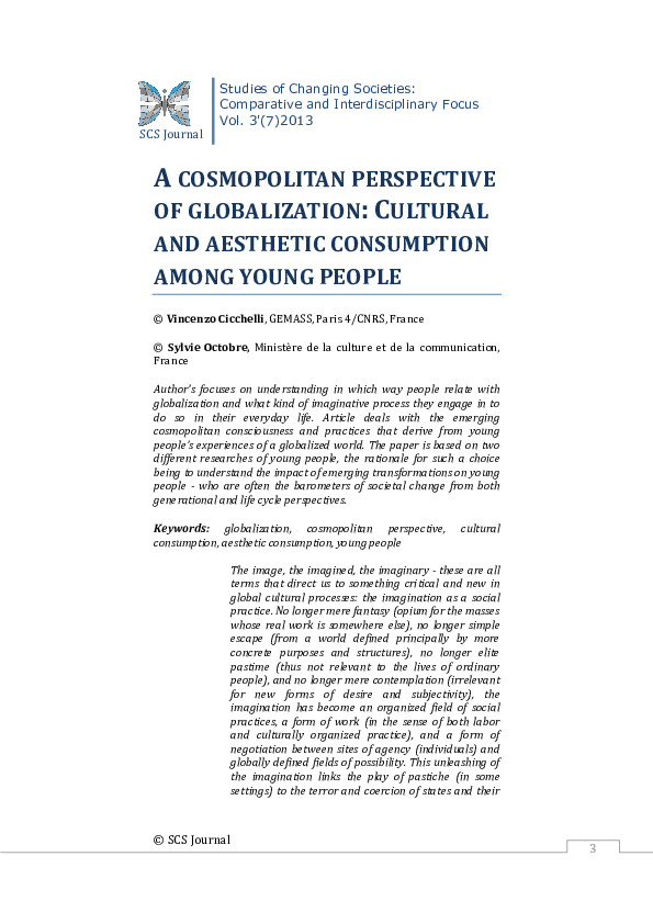 A cosmopolitan perspective of globalization: Cultural and aesthetic ...