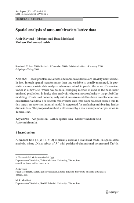 Spatial Analysis Of Auto Multivariate Lattice Data