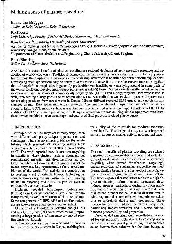 (PDF) Making sense of plastics recycling