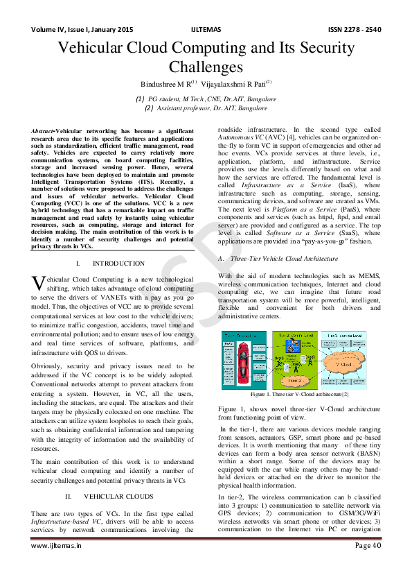 (PDF) Vehicular Cloud Computing and Its Security Challenges