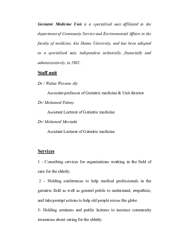 Training courses and workshops in the areas of care for the elderly