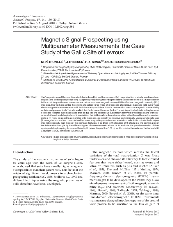 (PDF) Magnetic signal prospecting using multiparameter measurements ...