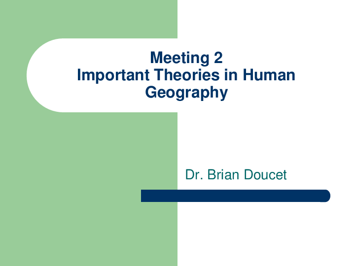 (PDF) Important Theories of Human Geography