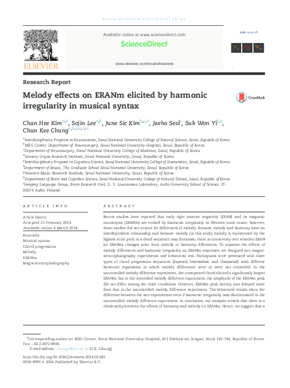 (PDF) Melody effects on ERANm elicited by harmonic irregularity in ...