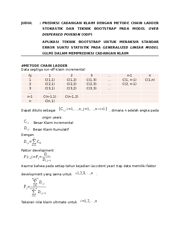 (DOC) TEORI DASAR METODE CHAIN LADDER STOKASTIK DAN METODE CHAIN LADDER ...