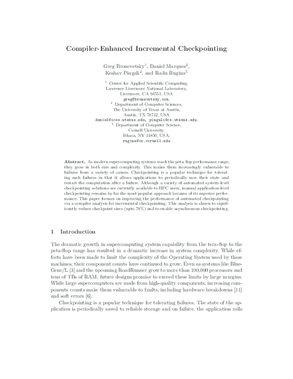 (PDF) Compiler-Enhanced Incremental Checkpointing
