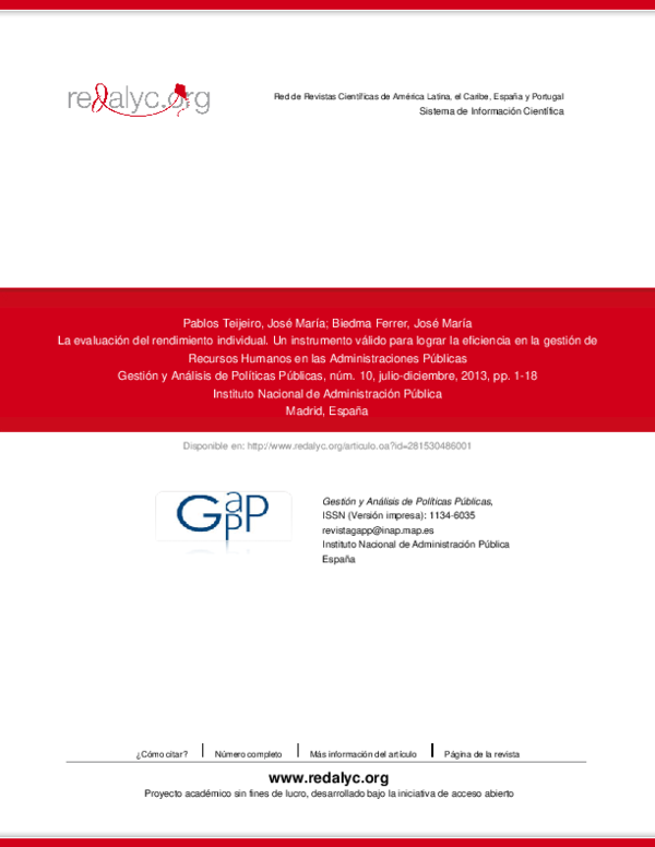 (PDF) Redalyc.La evaluación del rendimiento individual. Un instrumento ...