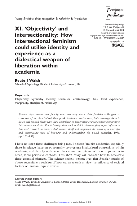 (PDF) "‘Objectivity’ and Intersectionality: How Intersectional Feminism ...