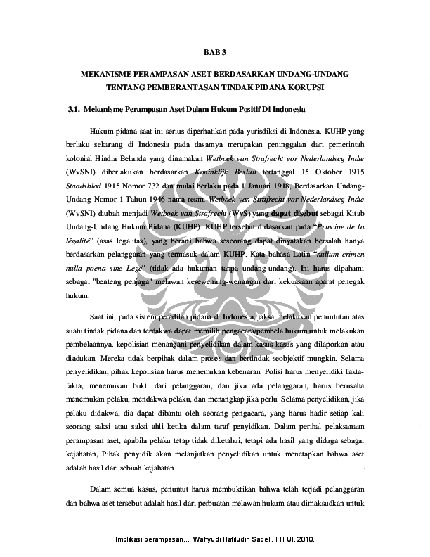 (PDF) BAB 3 MEKANISME PERAMPASAN ASET BERDASARKAN UNDANG-UNDANG TENTANG PEMBERANTASAN TINDAK ...