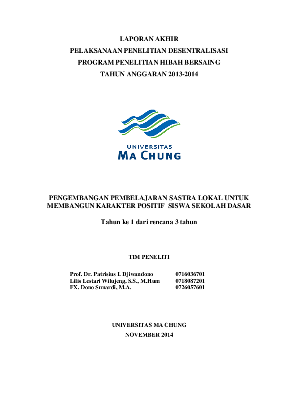 (PDF) Pengembangan Pembelajaran Sastra Lokal untuk Membangun Karakter Positif Siswa Sekolah Dasar