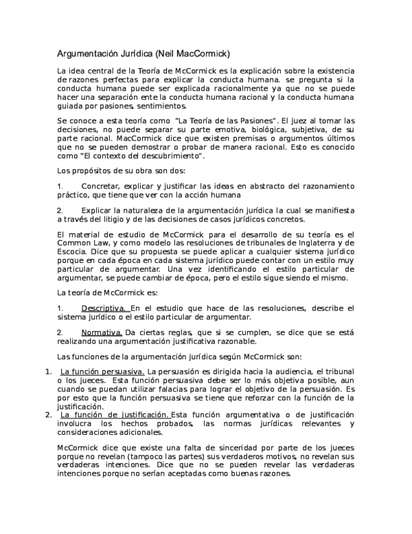 (DOC) Argumentación Jurídica (Neil MacCormick