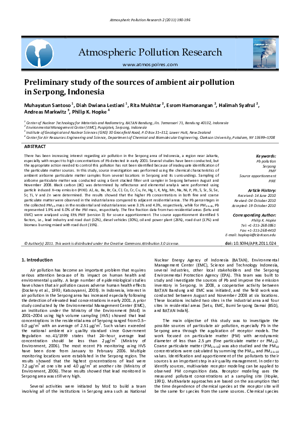 Atmospheric Pollution Research ...