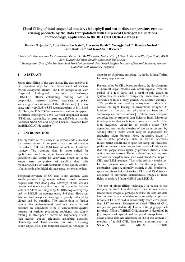 (PDF) Cloud filling of total suspended matter, cholorphyll and sea surface temperature remote ...
