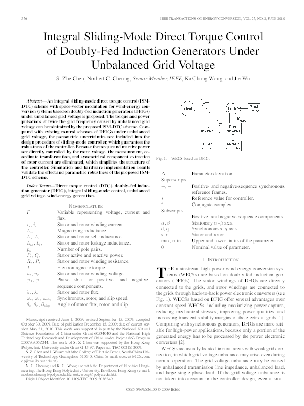(PDF) Integral Sliding-Mode Direct Torque Control of Doubly-Fed ...