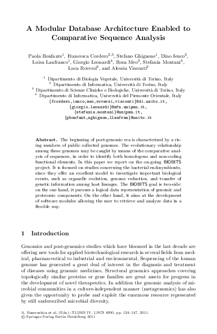 Pdf A Modular Database Architecture Enabled To Comparative Sequence