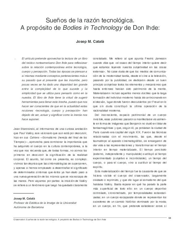 (PDF) Sueños de la razón tecnológica. A propósito de Bodies in ...