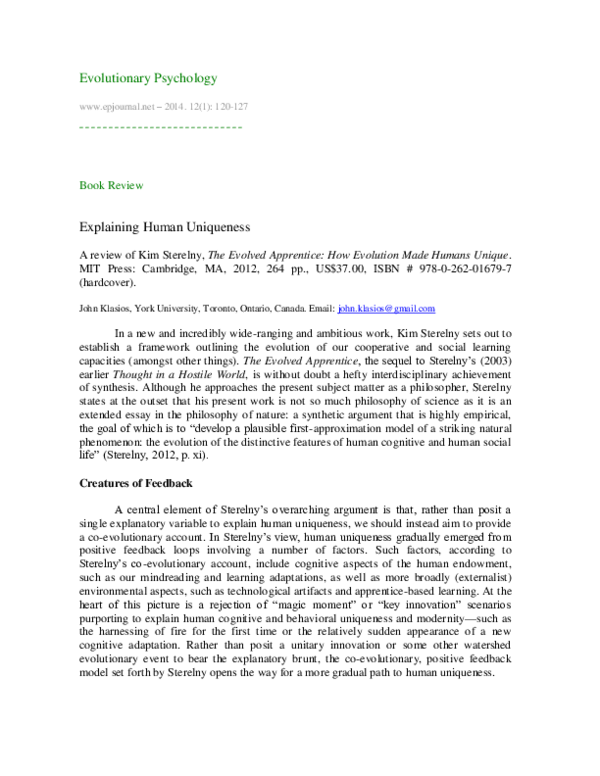 (PDF) Explaining Human Uniqueness