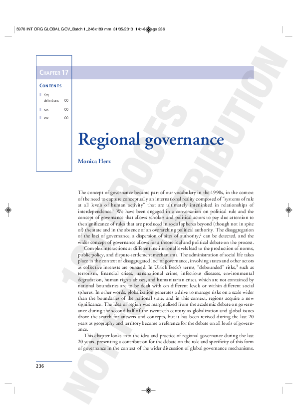(PDF) Regional Governance