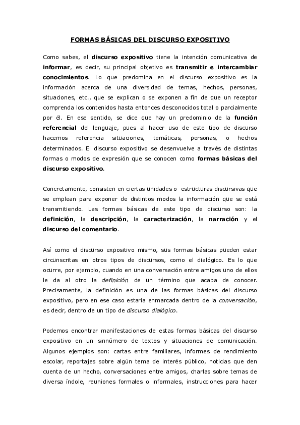 (DOC) FORMAS BÁSICAS DEL DISCURSO EXPOSITIVO