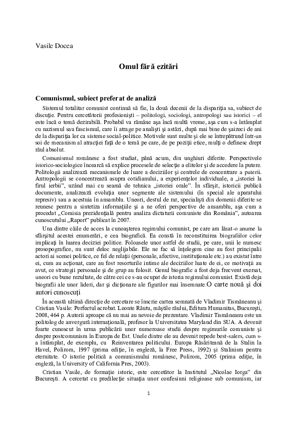 (PDF) Vladimir Tismăneanu & Cristian Vasile, Perfectul acrobat. Leonte ...