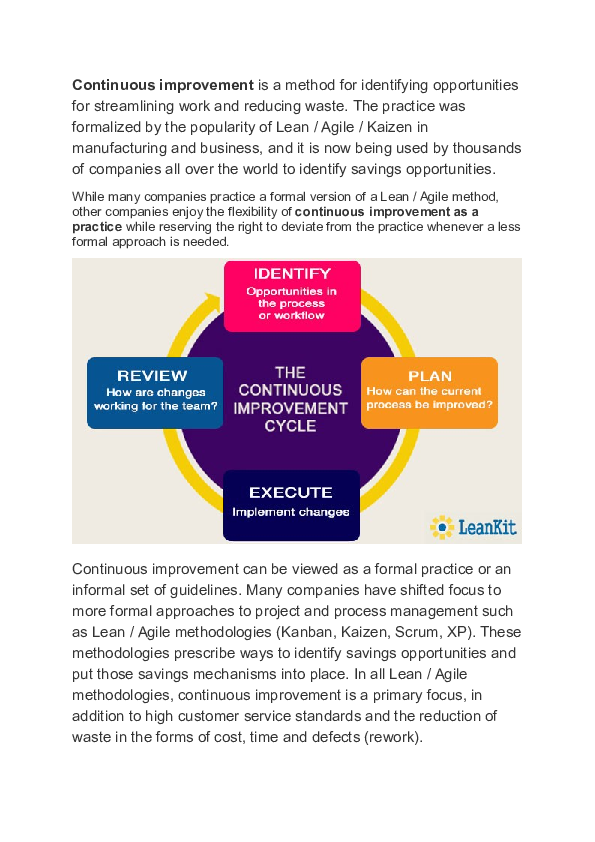 (DOC) Continuous improvement is a method for identifying opportunities for
