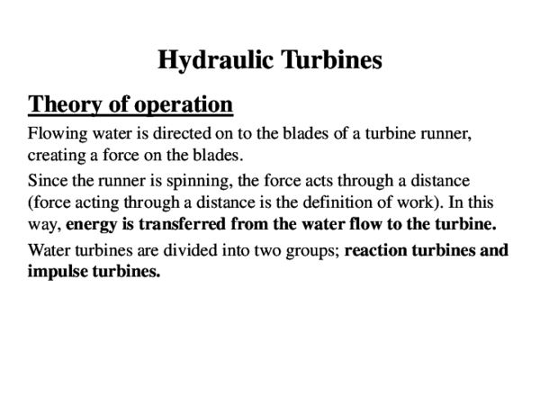 Pdf Hydraulic Turbines
