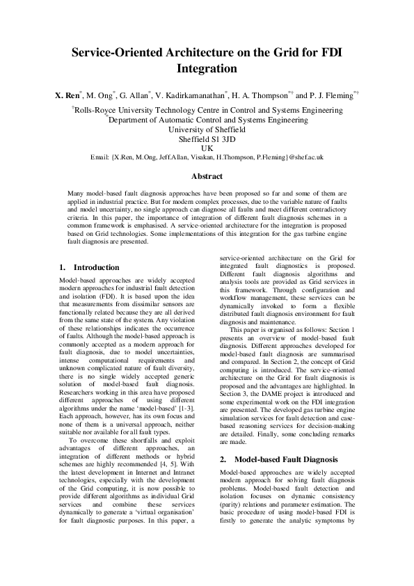(PDF) Service-Oriented Architecture on the Grid for FDI Integration
