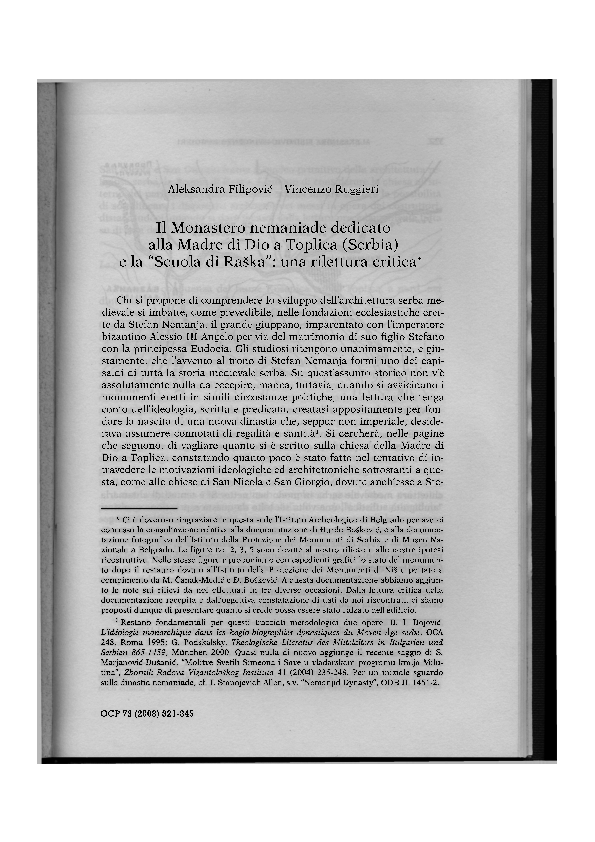 (PDF) (con Aleksandra Filipovic) Il monastero nemaniade dedicato alla ...