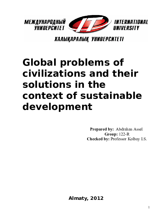 (DOC) Global problems of civilizations and their solutions in the ...