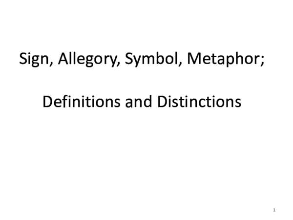 (PDF) Sign, Allegory, Symbol, Metaphor: definitions and distinctions
