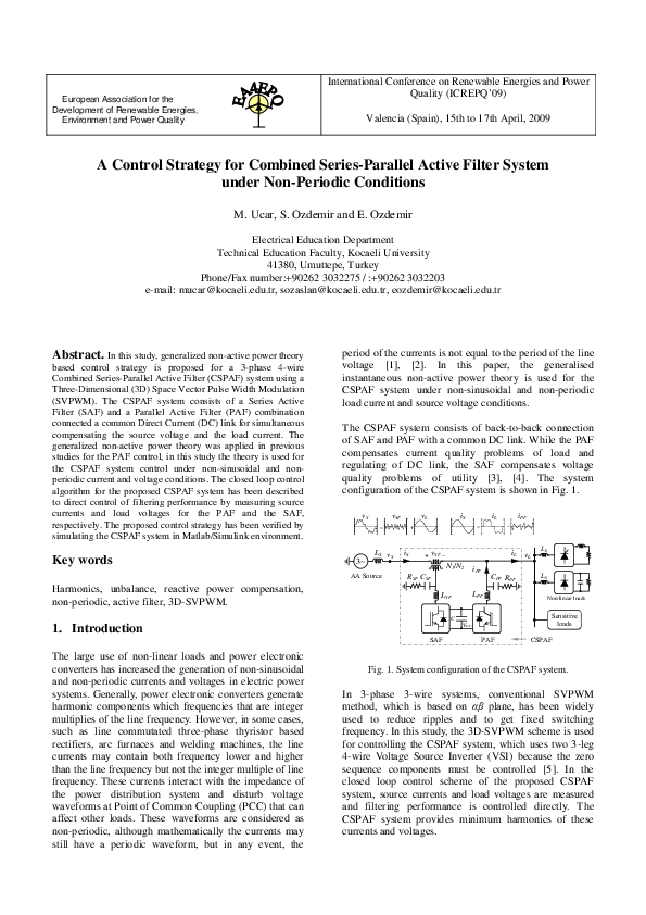 (PDF) A Control Strategy for Combined Series-Parallel Active Filter ...