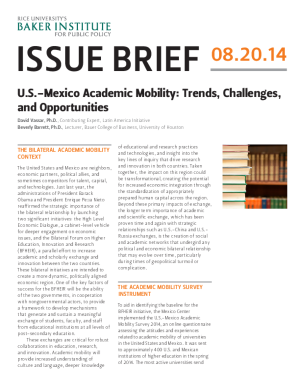 (PDF) U.S.-Mexico Academic Mobility Policy Brief: Trends, Challenges ...