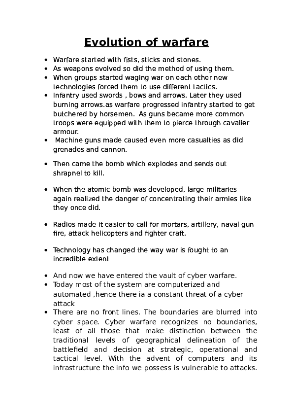 (DOC) Evolution of warfare