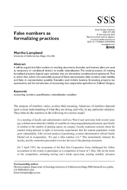 False numbers are formalizing practices