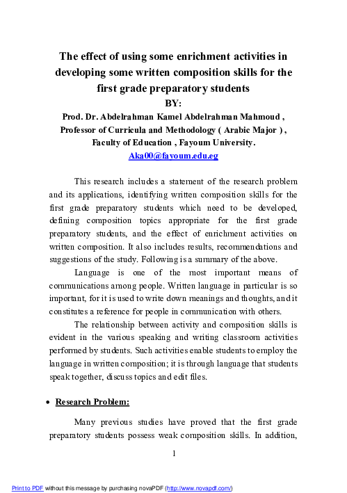 (PDF) The effect of using some enrichment activities in developing some ...