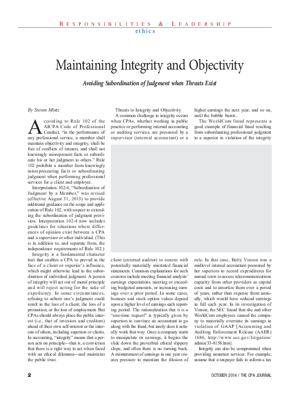 (PDF) Maintaining Integrity & Objectivity: Avoiding Subordination of ...