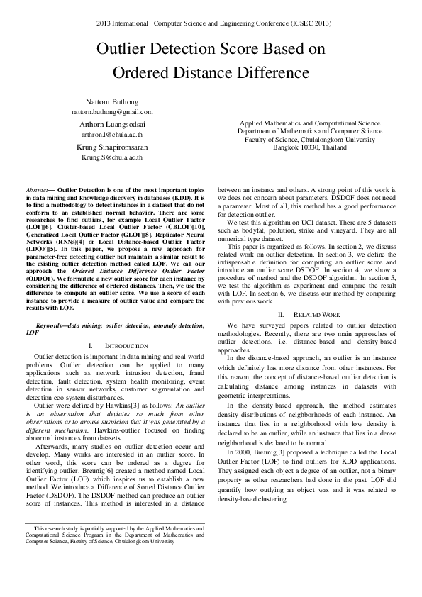(PDF) Outlier Detection Score Based on Ordered Distance Difference