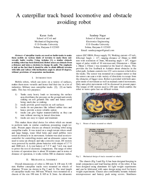 (PDF) A caterpillar track based locomotive and obstacle avoiding robot