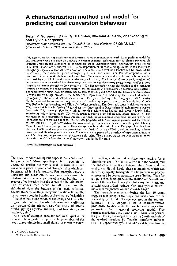 (PDF) A Characterization Method and Model for Predicting Coal ...