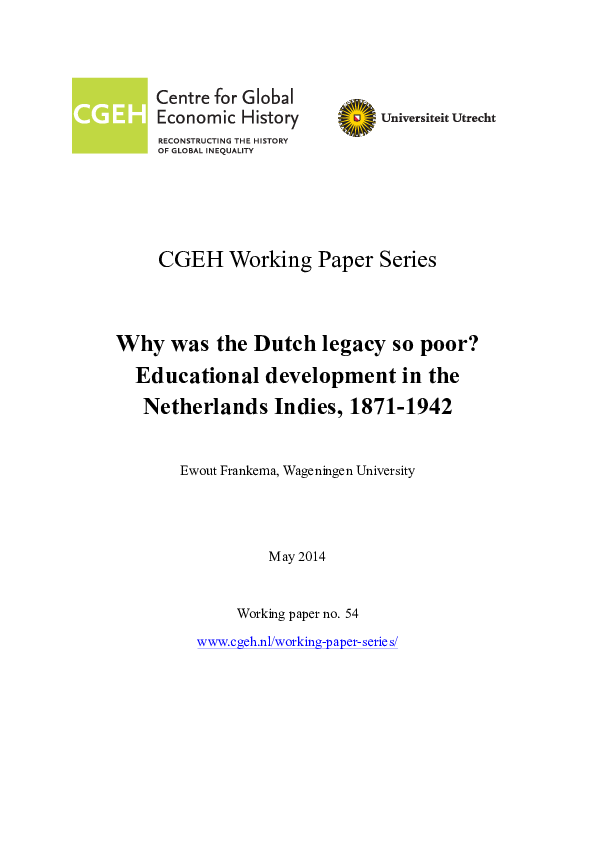 (PDF) Why was the Dutch legacy so poor? Educational development in the ...