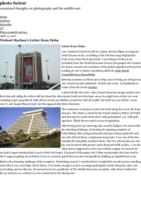 (PDF) Letter from Doha (2007)