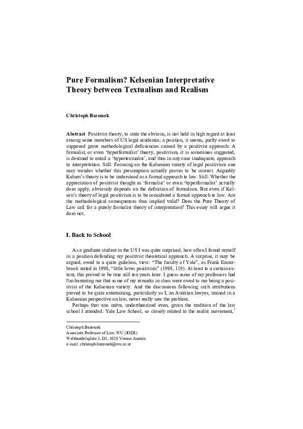 (PDF) Pure Formalism - Kelsenian Interpretative Theory between ...