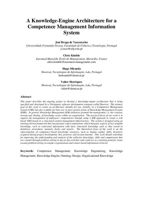 (PDF) A Knowledge-Engine Architecture for a Competence Management ...