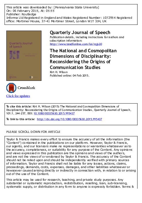 (PDF) The National and Cosmopolitan Dimensions of Disciplinarity: Reconsidering the Origins of ...