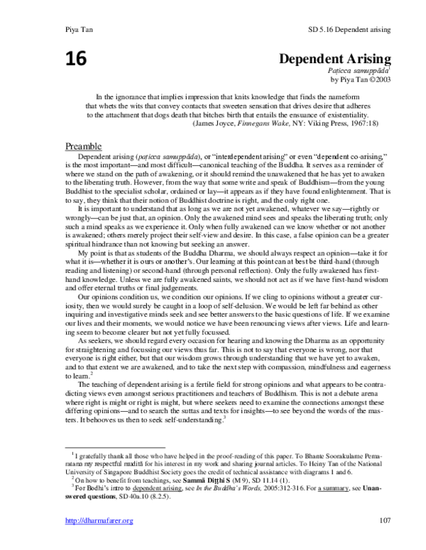 (PDF) 5 16 Dependent arising piya
