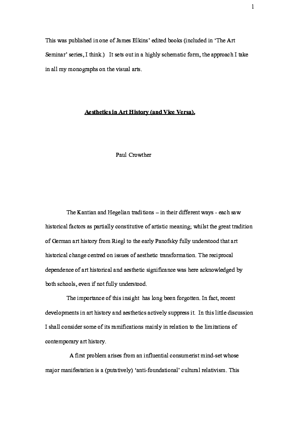 Aesthetics in Art History