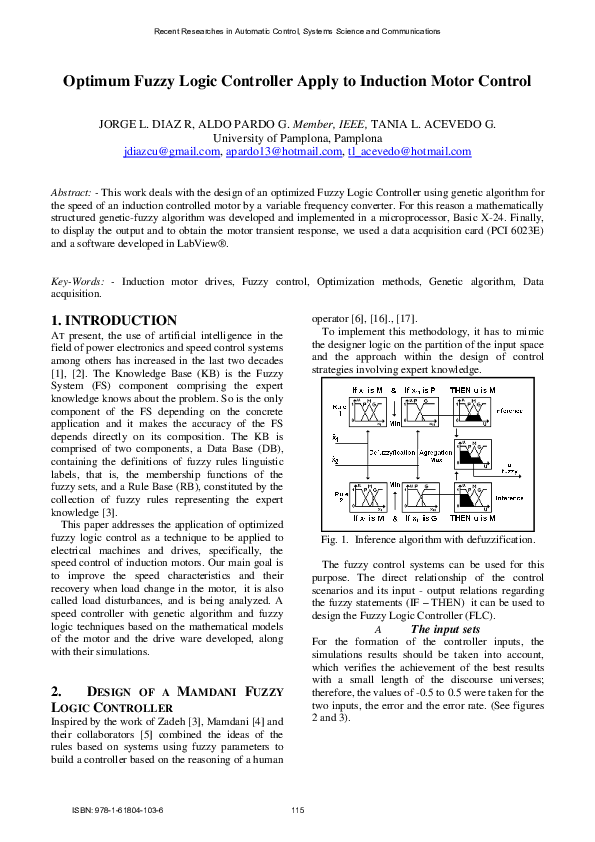 (PDF) Optimum Fuzzy Logic Controller Apply to Induction Motor Control