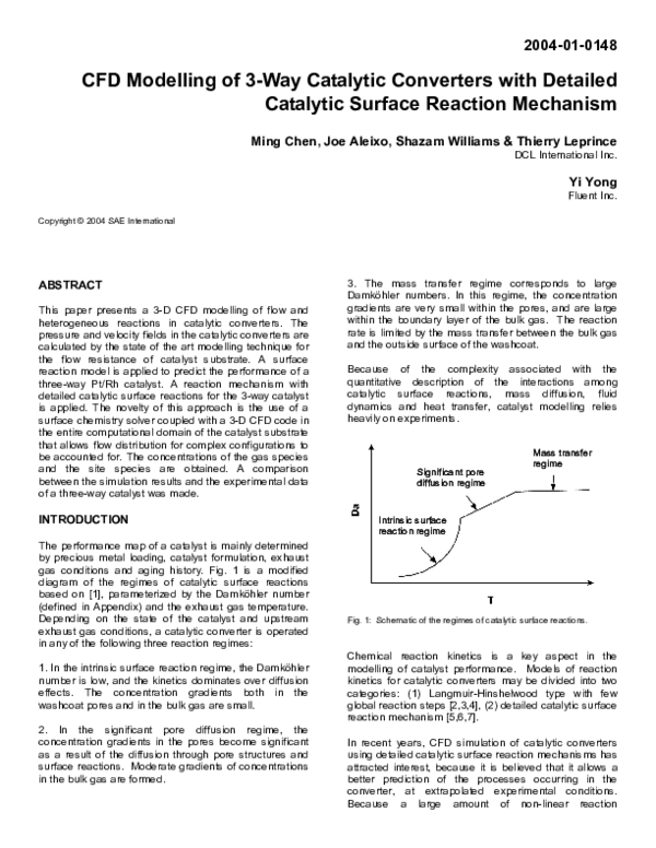 (PDF) CFD Modelling of 3Way Catalytic Converters with Detailed ...