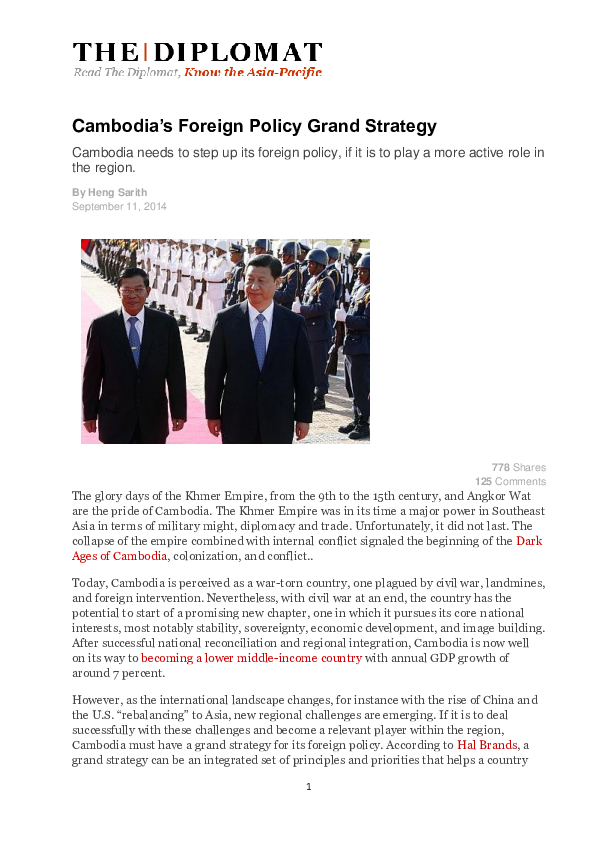 (PDF) Cambodia's Foreign Policy Grand Strategy